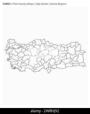 Vector map of Turkey with regions and geographical divisions, and ...