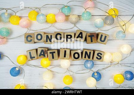 Congratulations alphabet letters with LED cotton balls decoration on ...