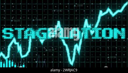 Image of stagflation text in blue over graph and charts processing data Stock Photo - Alamy