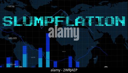 Image of slumpflation text in blue over graph and financial data ...