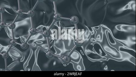 Image of micro of molecules models over green background Stock Photo ...