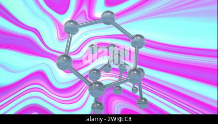 Image of micro of molecules models over blue and white background Stock ...