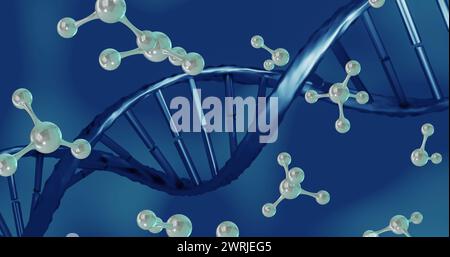 Dna Helix Molecules On Blue Background Stock Photo - Alamy