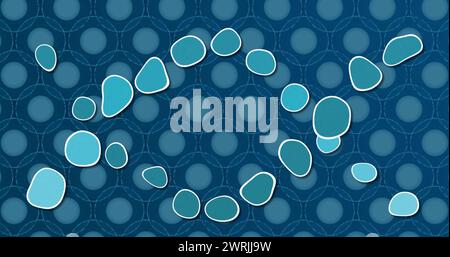 Image of dna over blue cells on navy background Stock Photo - Alamy