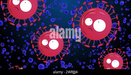 Image of red viruses over blue cells on navy background Stock Photo - Alamy