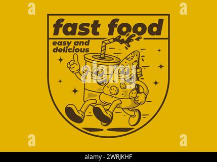 Fast food, easy and delicious. Mascot character illustration of running ...