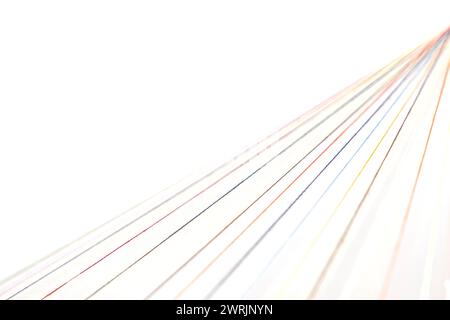 Converging Multi-colored Sewing Thread on a white background Stock ...
