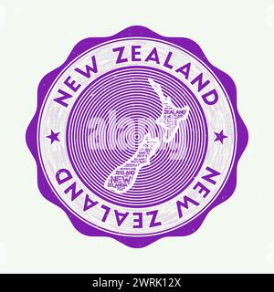 New Zealand logo. Artistic country badge with word cloud in the shape ...