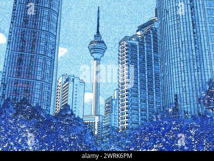 illustration of Kl Menara tower, Kuala Lumpur, Malaysia ( special ...
