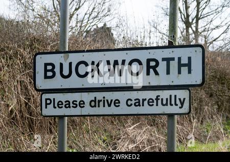 Buckworth village sign, Cambridgeshire, England, UK Stock Photo - Alamy