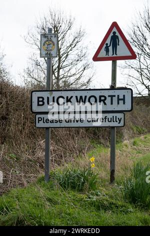 Buckworth village sign, Cambridgeshire, England, UK Stock Photo - Alamy