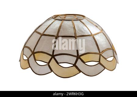 Opaque Capiz Shell Art Deco lampshade with crown isolated on white ...