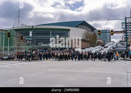 Fellow troopers attend the memorial ceremony of Washington State Patrol ...