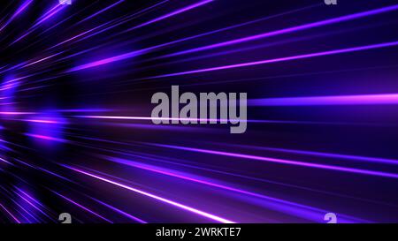 Bright, purple, neon. Science background with molecule. Abstract atomic ...