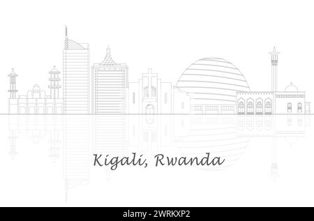 Outline Skyline panorama of city of Kigali, Rwanda - vector ...