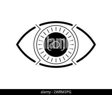 HUD retinal recognition biometric ID scan system concept set. User eye ...