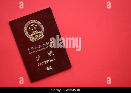 Red passport of People Republic of China. PRC chinese passport on ...