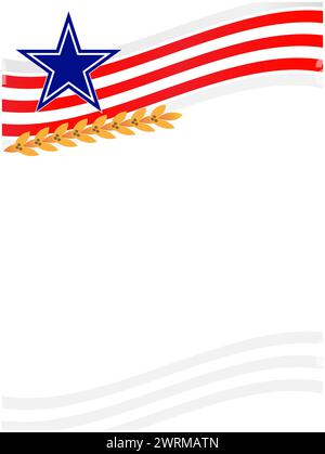 Abstract USA flag symbols wave pattern border design letterhead blank ...