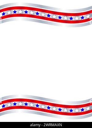 Abstract USA flag symbols wave pattern border design letterhead blank ...