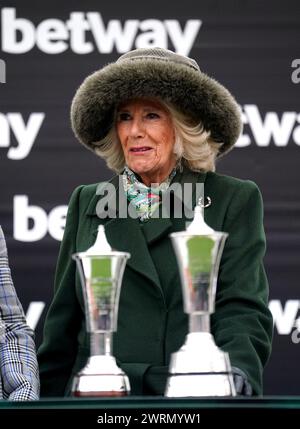 Queen Camilla prior to presenting the trophies to the winners of the ...