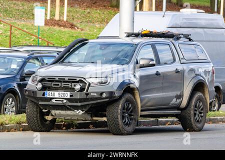 Ford Ranger Raptor pickup truck side view isolated on white background ...