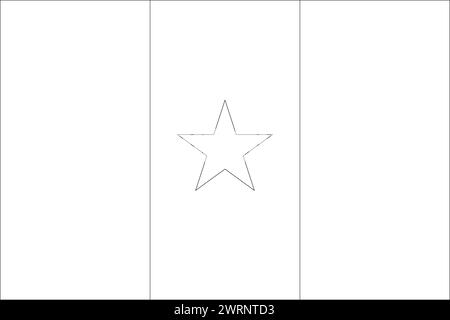 Senegal flag - thin black vector outline wireframe isolated on white ...