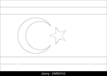 Northern Cyprus flag - thin black vector outline wireframe isolated on ...