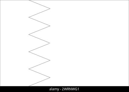 Bahrain flag - thin black vector outline wireframe isolated on white ...
