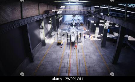 Production of military fighter jet f 22 raptor at the factory. Military ...