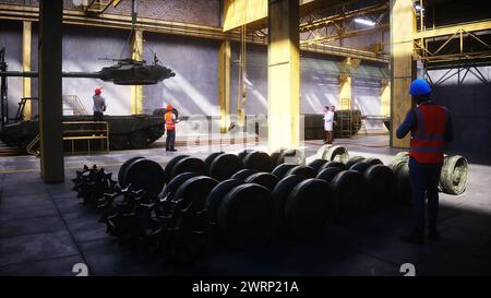 Production of military russian battle tank T 90 at the factory ...