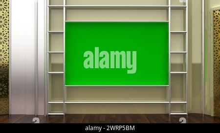 Virtual TV Studio Set. Green screen background. 3d Rendering Stock ...