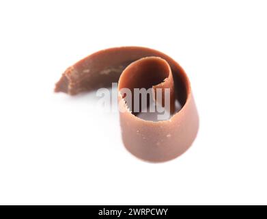One delicious chocolate shaving isolated on white Stock Photo - Alamy