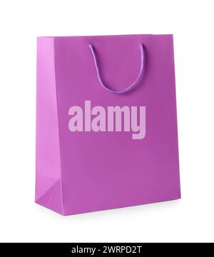 One violet shopping bag isolated on white Stock Photo - Alamy
