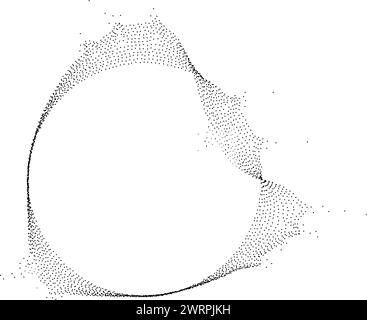 Black dotted wavy lines with dissolve effect. Stipple disintegrating ...