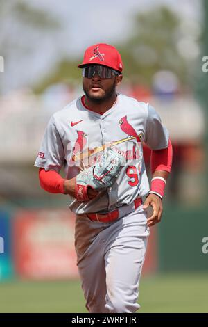 St. Louis Cardinals' Victor Scott II, left, scores next to San ...