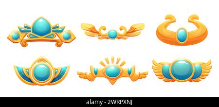Egyptian game ui icon of border or divider. Cartoon vector illustration ...