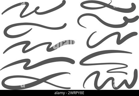 crayon emphasis underline. Hand drawn yellow charcoal curly lines ...