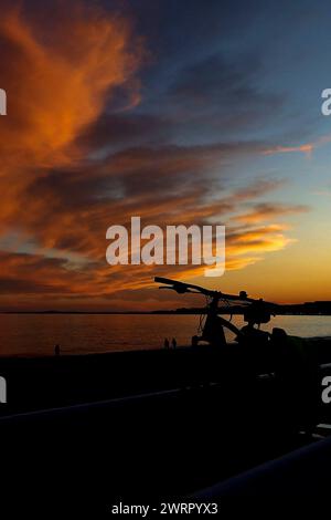 Sunset over the Baie des Anges, the Promende des Anglais and the city ...