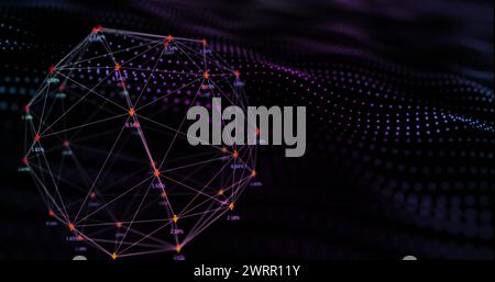 Image of data processing and spots on black background Stock Photo - Alamy