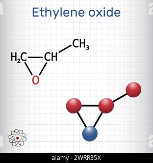 Propylene oxide molecule. Structural chemical formula and molecule ...