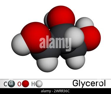 Chemical structure of a glycerol (glycerine) molecule. Along with fatty ...