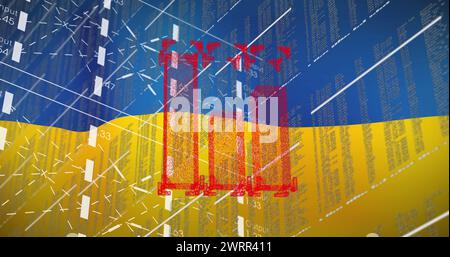 Image of financial data and graph over flag of ukraine Stock Photo - Alamy