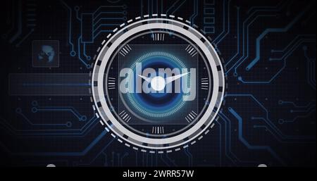 Image of clock, scope scanning and data processing Stock Photo - Alamy