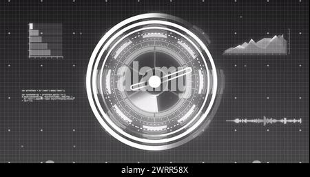 Image of clock, scope scanning and data processing on screen Stock ...