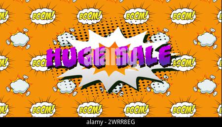 Image of boom text over orange dots on black background Stock Photo - Alamy