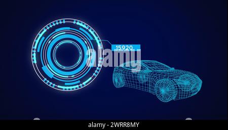 Image of 3d car drawing, scope scanning and data processing Stock Photo ...