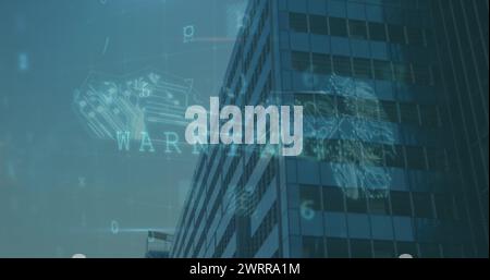 Image of cyber security over office buildings Stock Photo - Alamy