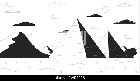 Egyptian pyramids black and white 2D line cartoon object Stock Vector ...
