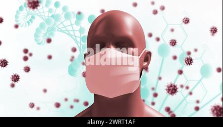 Digital human head with mask and virus models illustrates COVID-19 ...