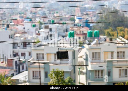Indian junction box connecting long wires of outdoor wiring system on ...